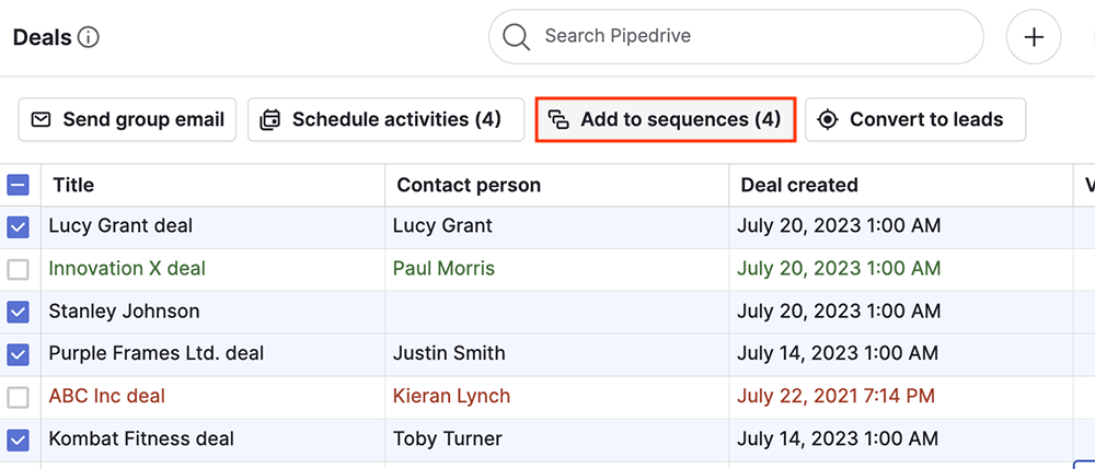 Bulk-editing and filtering - Knowledge Base | Pipedrive
